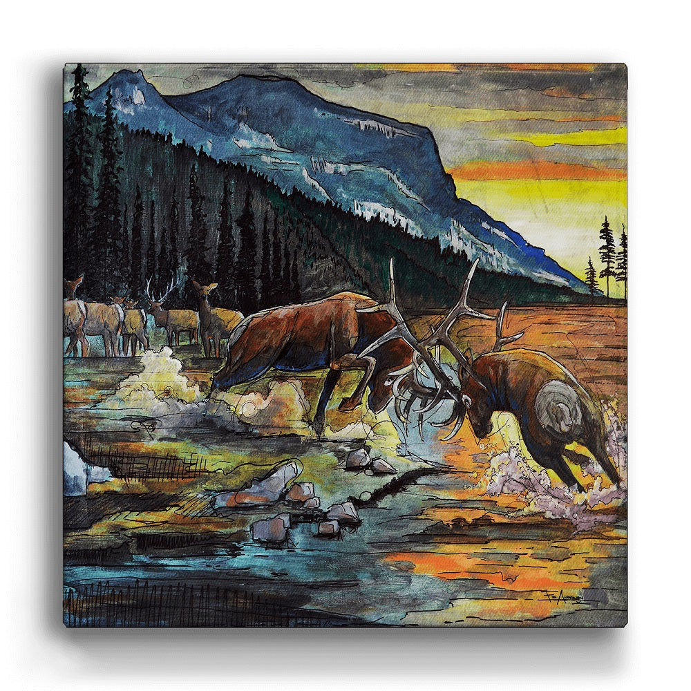 Ed Anderson Bull Fight Elk Metal Box Wall Art by Meissenburg Designs ...